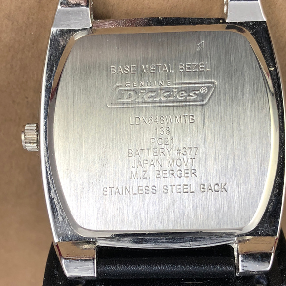 Dickies | Accessories | Vintage Dickies Black Cuff Silver Blue Watch ...